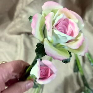 Porcelain Flowers Capodimonte Style Porcelain Roses Long Stem ...