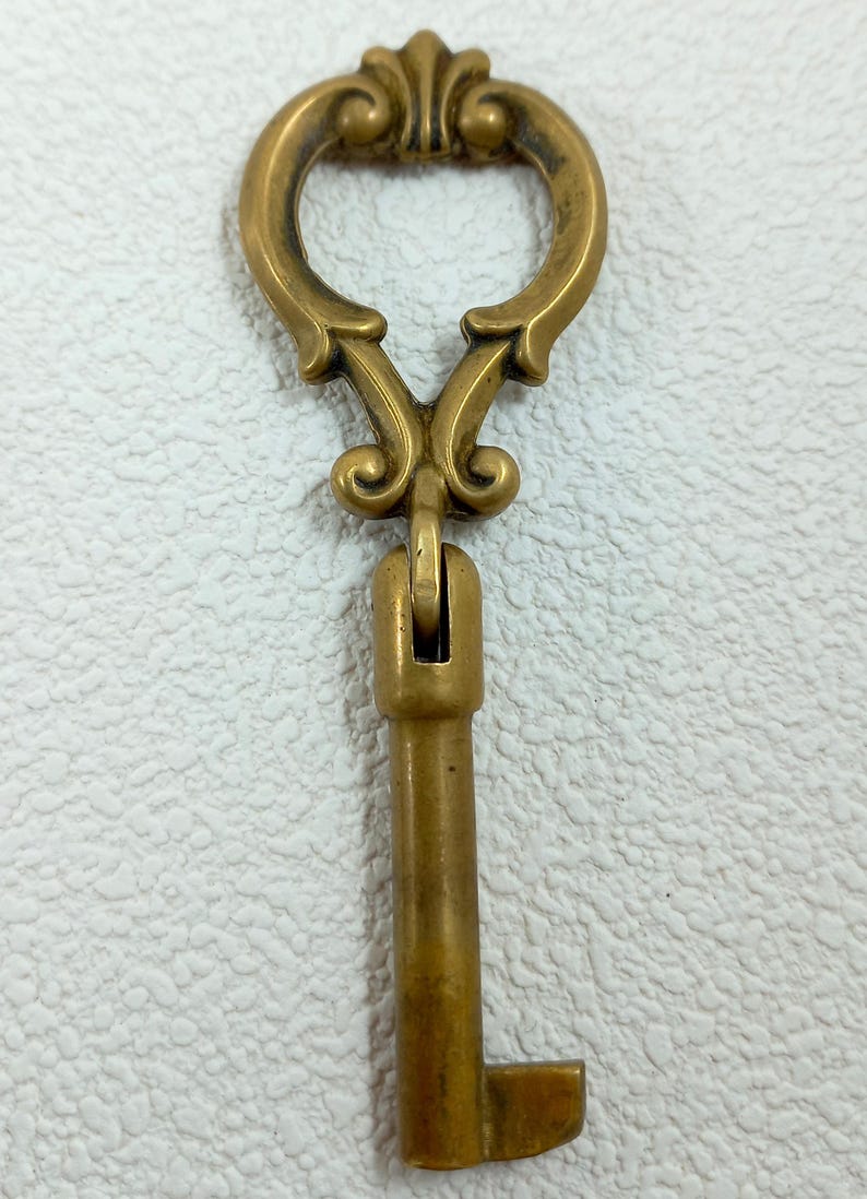 Rare 1950s Vintage Italy Collectible Skeleton Key Ornate Brass Key ...