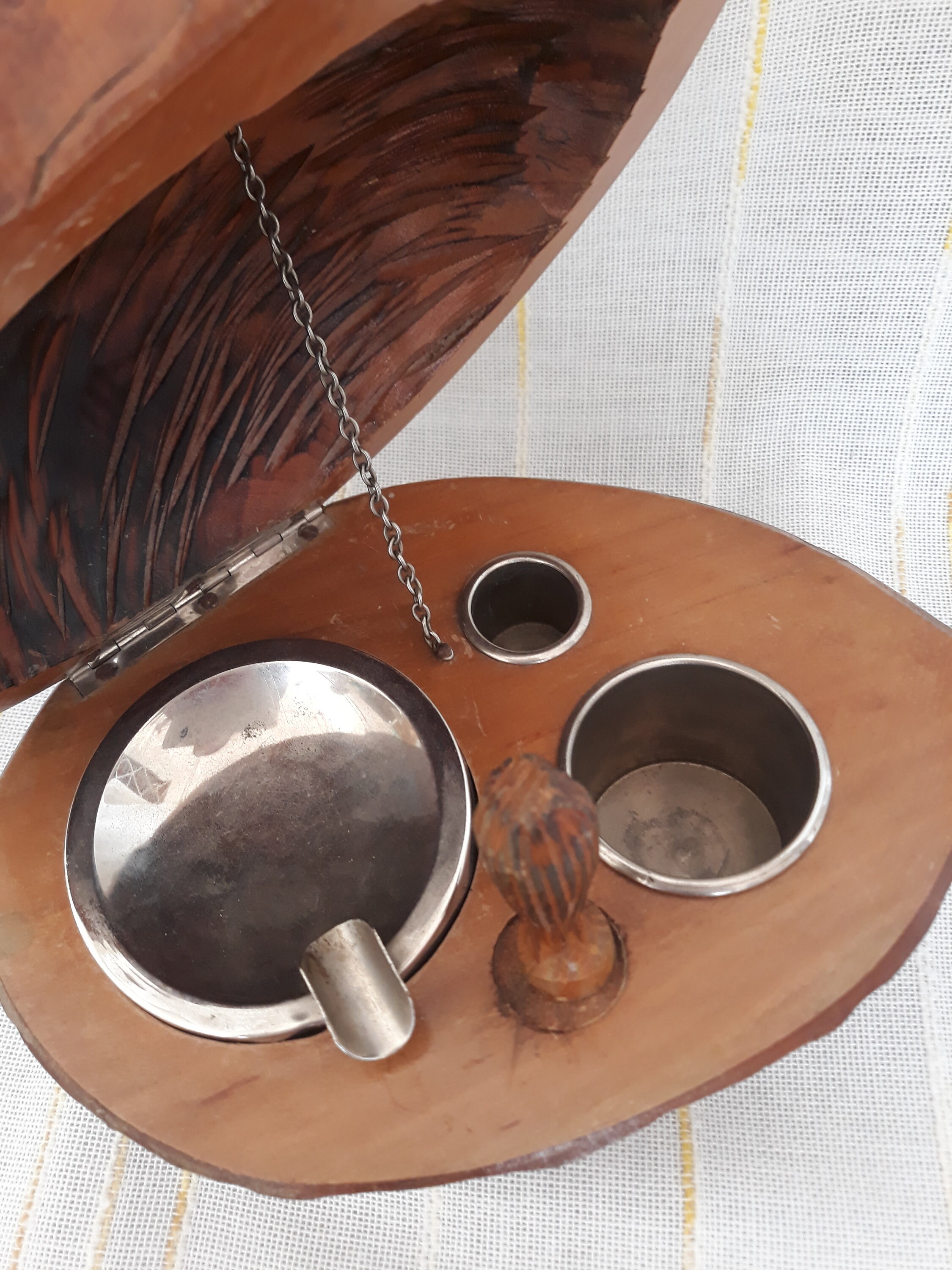 Extremely Rare Large Walnut Wood Hand Carved Inkwell Ashtray | Etsy