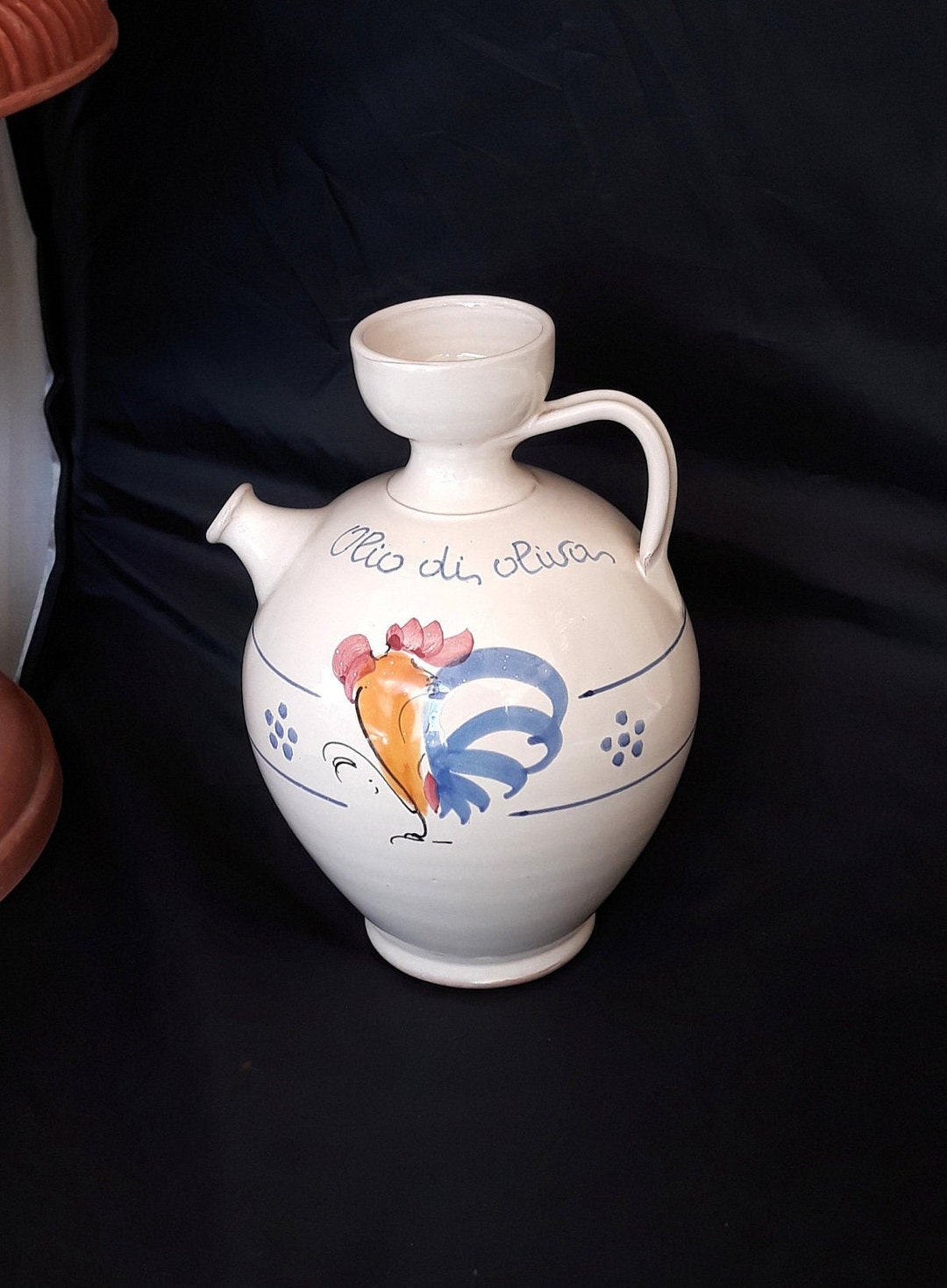 Terracotta Jug Ancient Glazed Majolica Rooster Ceramics Artistic ...