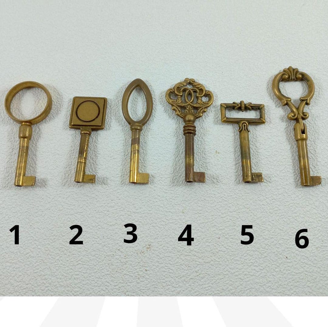 Rare 1950s Vintage Italy Collectible Skeleton Key Ornate Brass Key ...