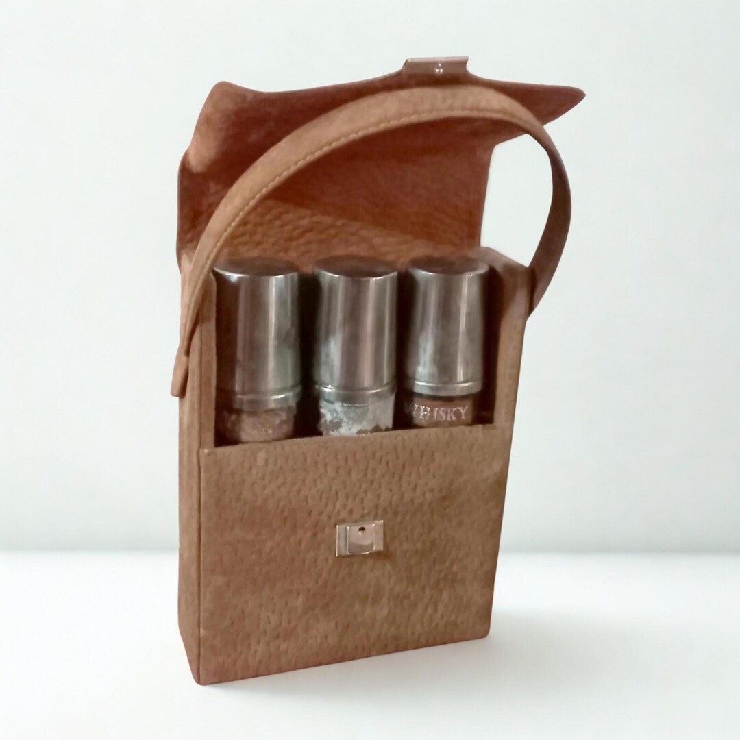 Rare Vintage Gift Set 3 Flasks Very Lived in With Signs of Age Travel ...