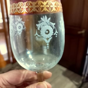 Wine or Water Glasses Murano Crystal Medici With Gold Rim Wine Goblet ...