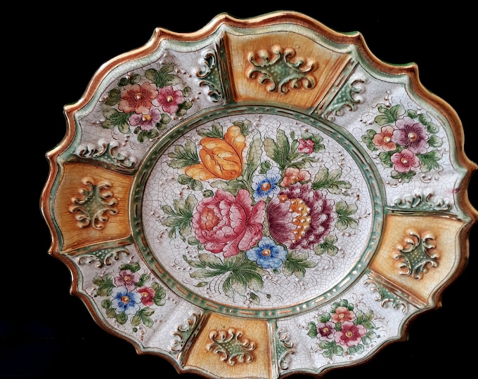 Vintage Italian 30 Cm 70's Gialletti Deruta Gold Hanging Plate ...