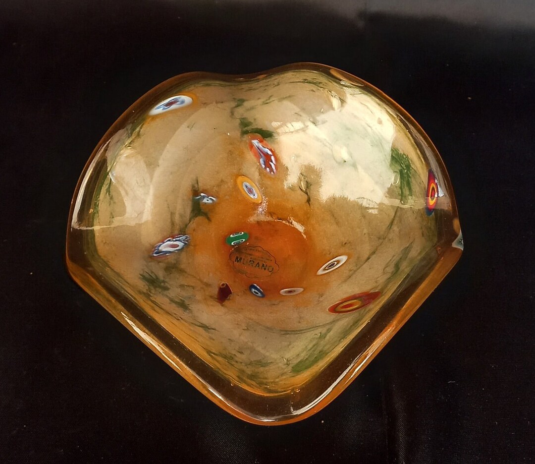 Murano Vase With Murrine Caramel Color Murano Glass Handkerchief ...