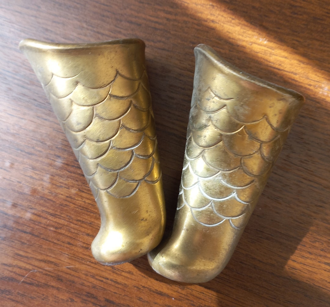 Extremely Rare Pair of Vintage Decorated Brass Chair Foot Caps Brass ...