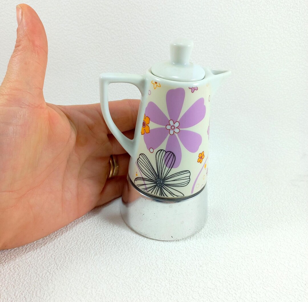 Rare Mini Espresso Coffee Maker 1 Cup Aluminum and Porcelain Coffee ...