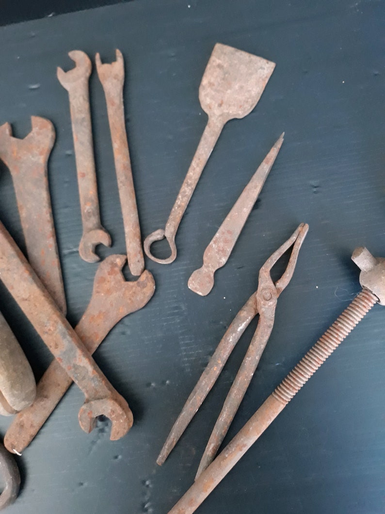 Rare Set 15 Pieces Antique Work Tools Very Rusty Pliers Keys Hammer ...