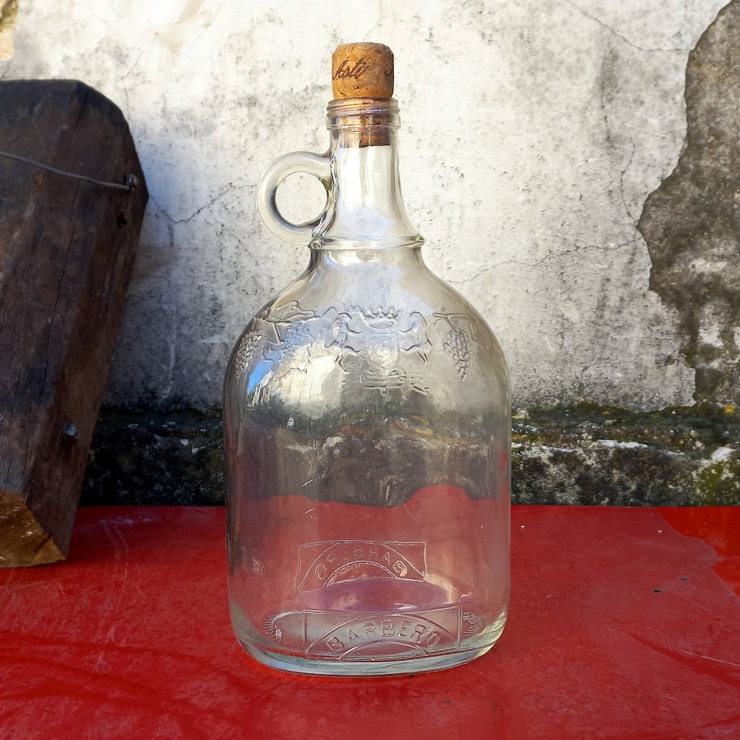 Rare barbero Old Demijohn 2 Liters White Glass Antique Wine Bottles ...