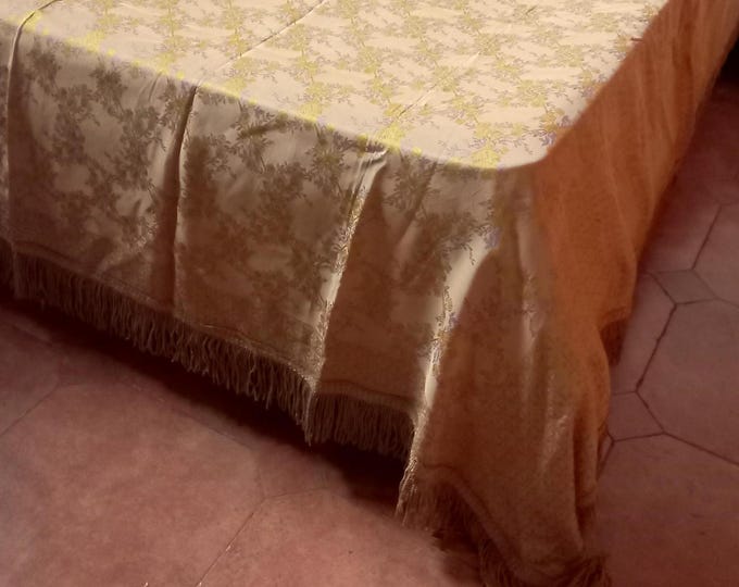 Rare Silk Bedspread Silk Brocade Purple-gold Color With Defect Precious ...