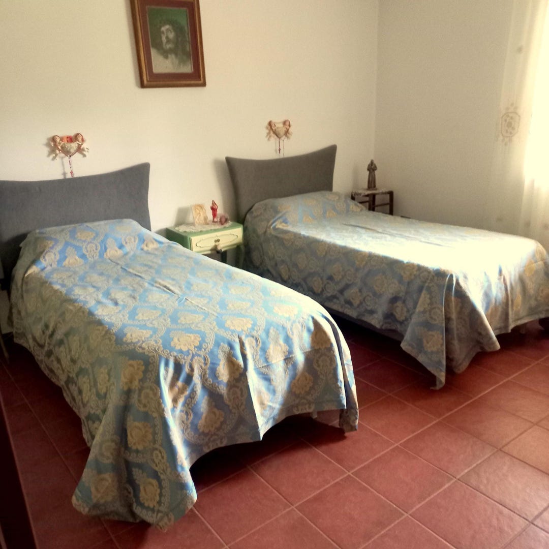 Rare Pair of Single Bed Throws in Pale Gold Turquoise Color Silk ...