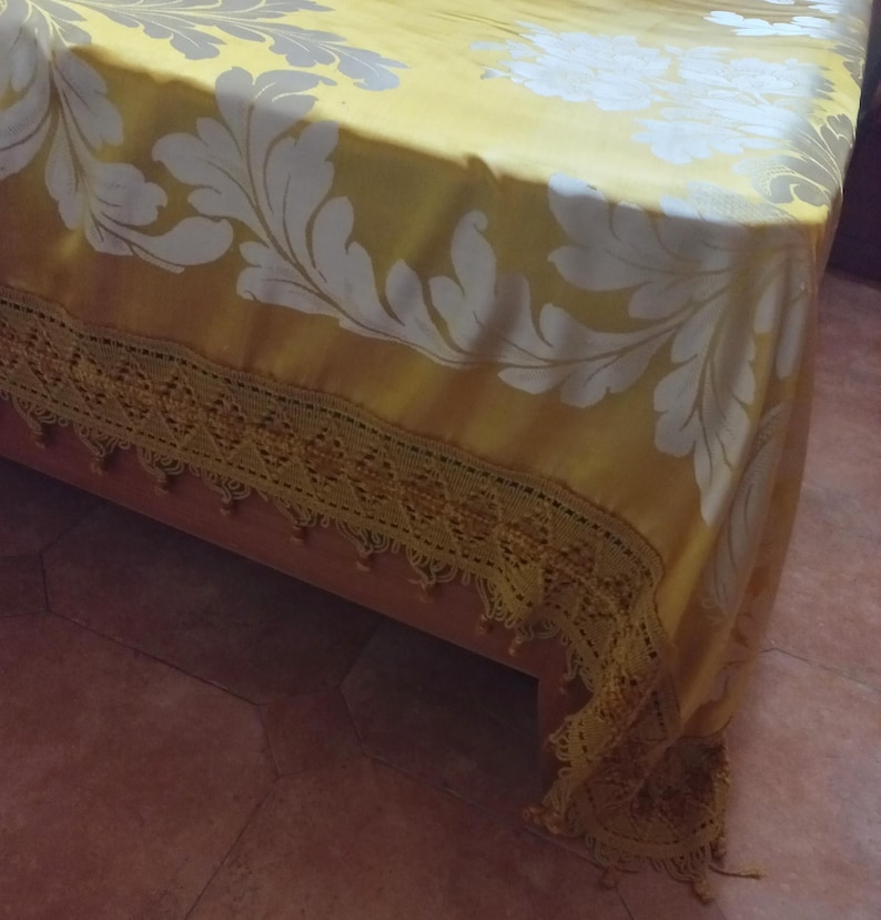 Handmade San Leucio Damask Bed Cover - Baroque Gold Flower Design - Etsy