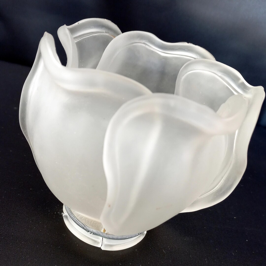 Very Rare Glass Lampshades Cups for Spring Chandeliers in White Satin ...