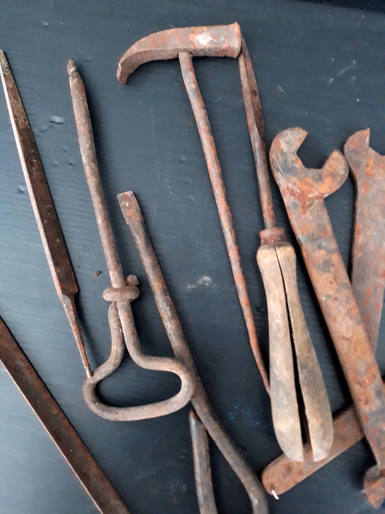Rare Set 15 Pieces Antique Work Tools Very Rusty Pliers Keys Hammer ...