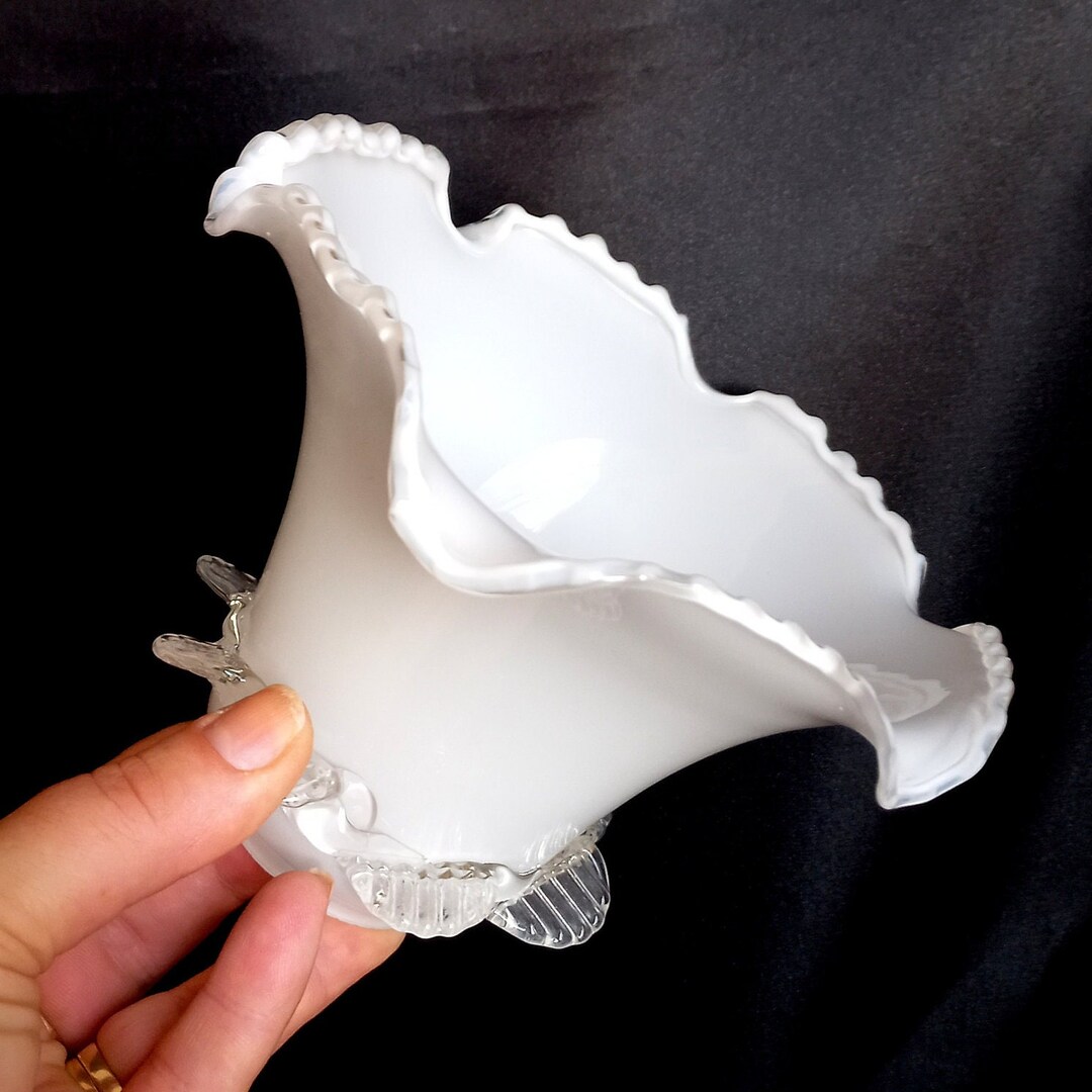 Replacement Cups for Chandeliers White Milk Murano Glass Vintage Cups ...