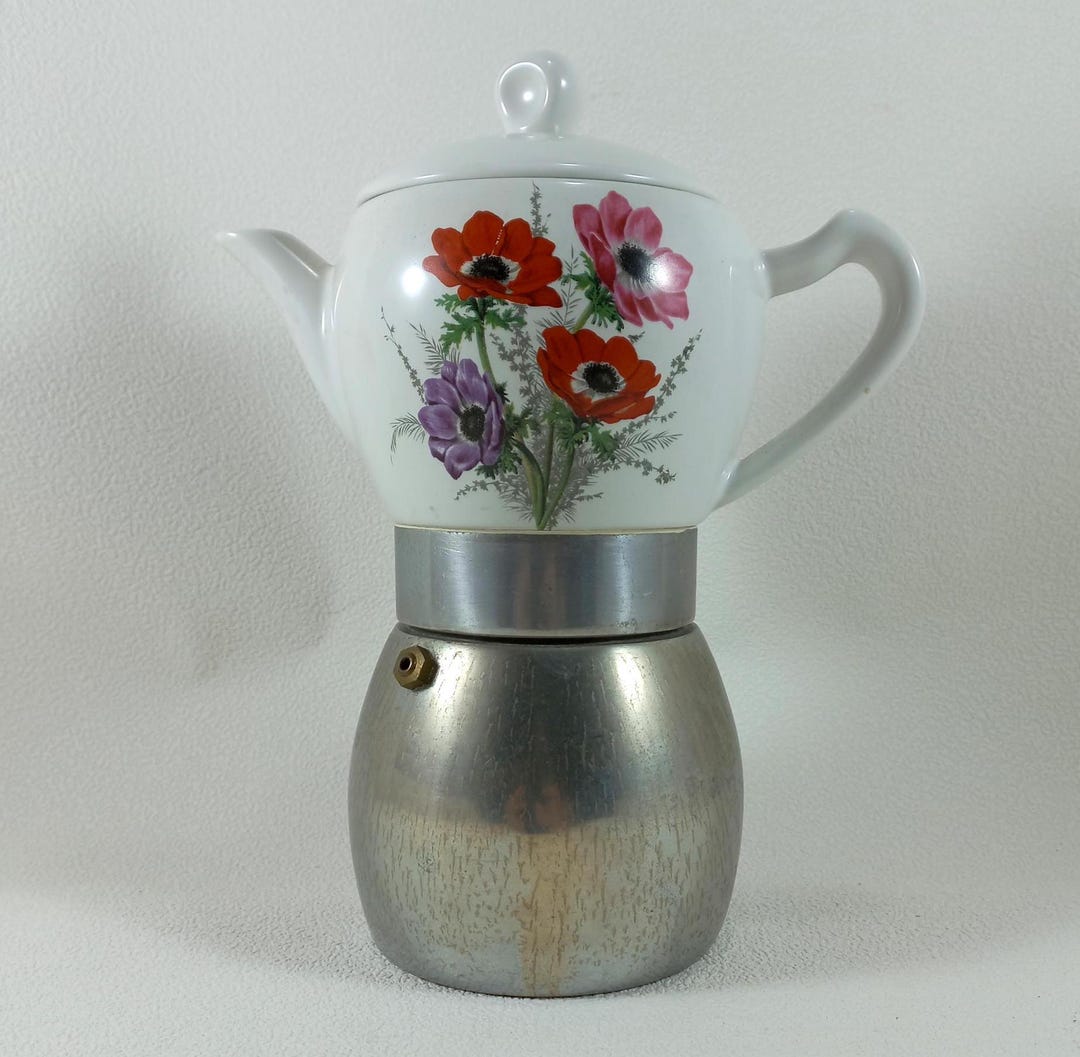 Rare Espresso Coffee Maker 9 Cups Aluminum and Porcelain Coffee Maker ...
