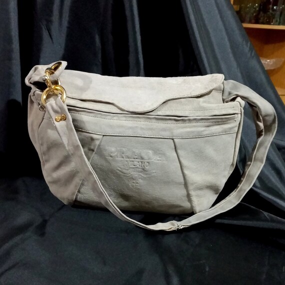Rare Authentic "Prada" Vintage Made in Italy Gray sue… - Gem