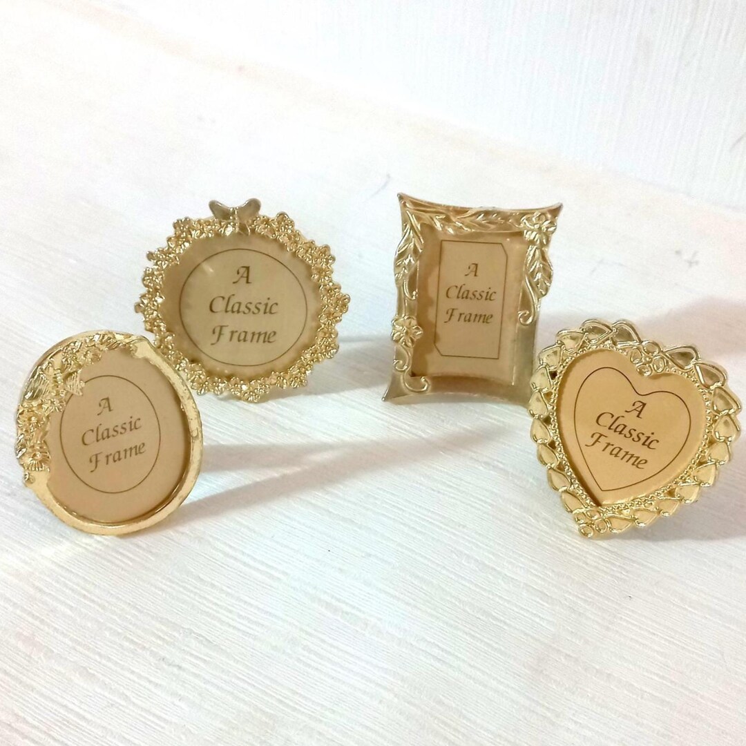 Set of 4 Mini Gold Metal Photo Frames Desk Portrait Frame Gold Frame ...