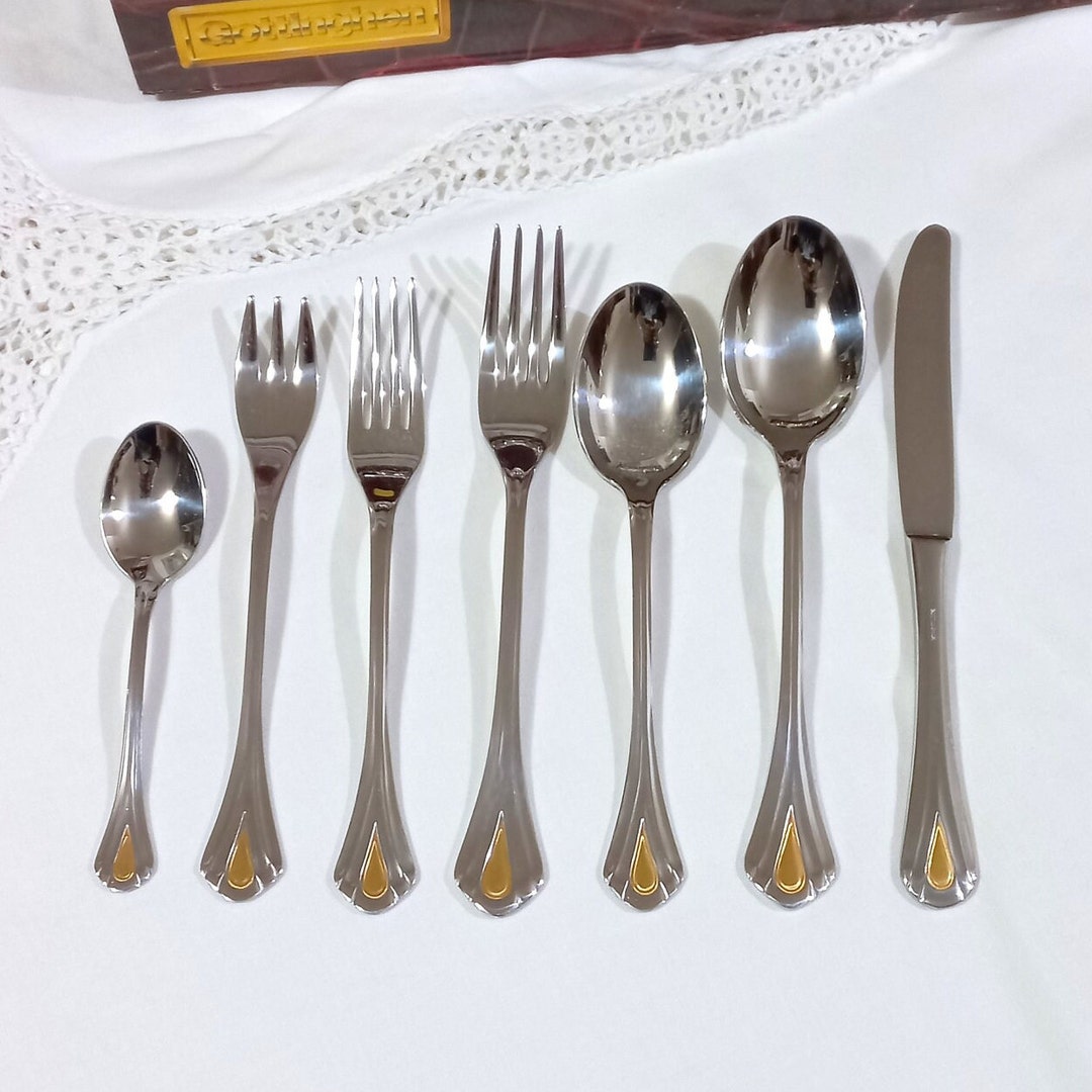 84 Pieces Gottinghen 18/10 Steel 24k Gold Decorations Cutlery Set for ...