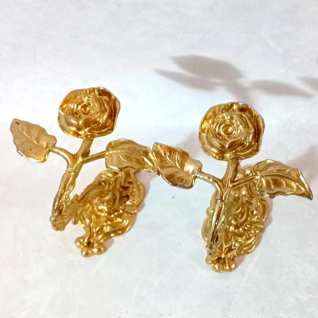 Set of 2 Ormolu Brass Hooks Gold Hooks Curtain Rod Holder Hooks With ...
