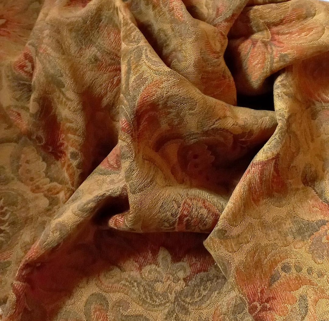 Large 180x136cm Antique Venetian Velvet Brocade Fabric Brown Color ...