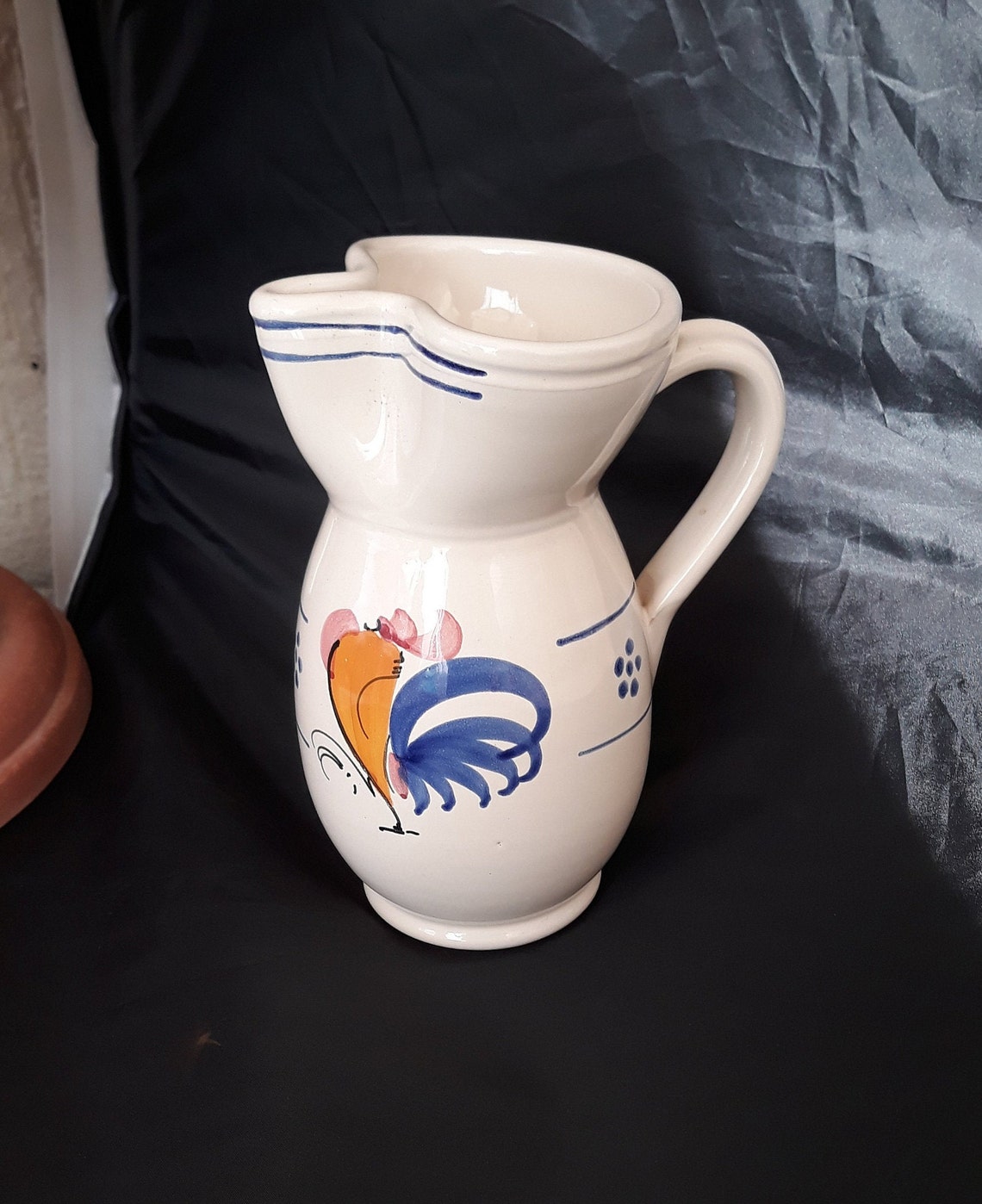 Terracotta Jug Ancient Glazed Majolica Rooster Ceramics Artistic ...