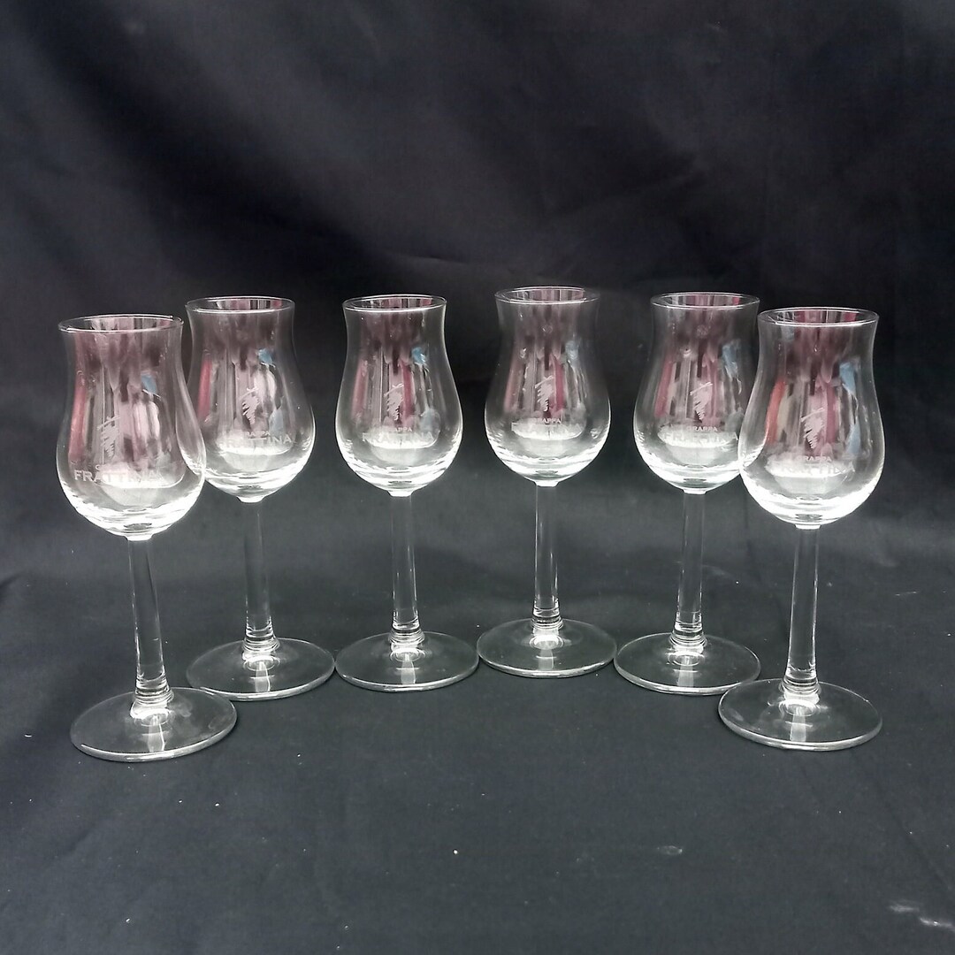 Grappa Frattina Set of 6 Grappa Glasses Advertising Glasses Collectible ...