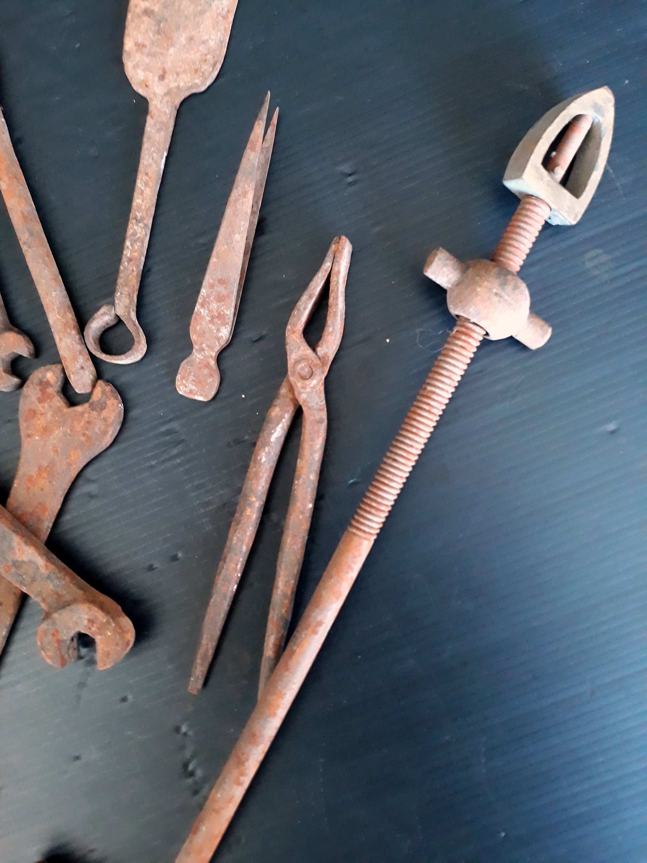 Rare Set 15 Pieces Antique Work Tools Very Rusty Pliers Keys Hammer ...