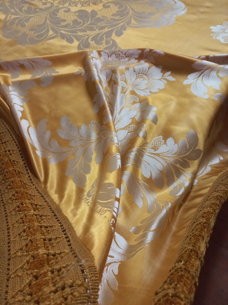 Handmade San Leucio Damask Bed Cover - Baroque Gold Flower Design - Etsy