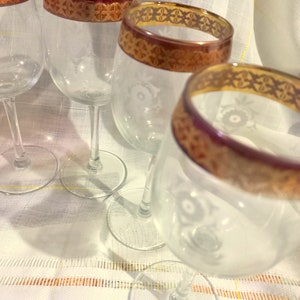 Wine or Water Glasses Murano Crystal Medici With Gold Rim Wine Goblet ...