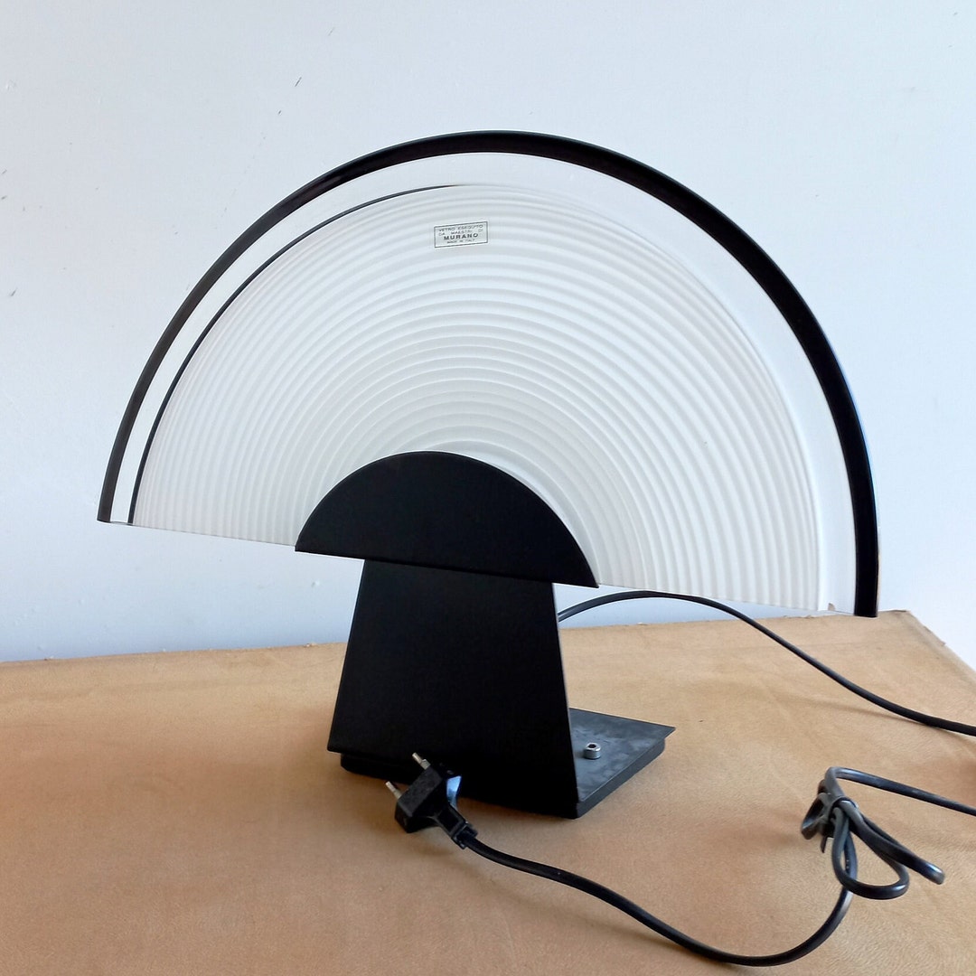 Art Deco Lamp Modern Italian 1970s Fan-shaped Table Lamp Murano Glass ...
