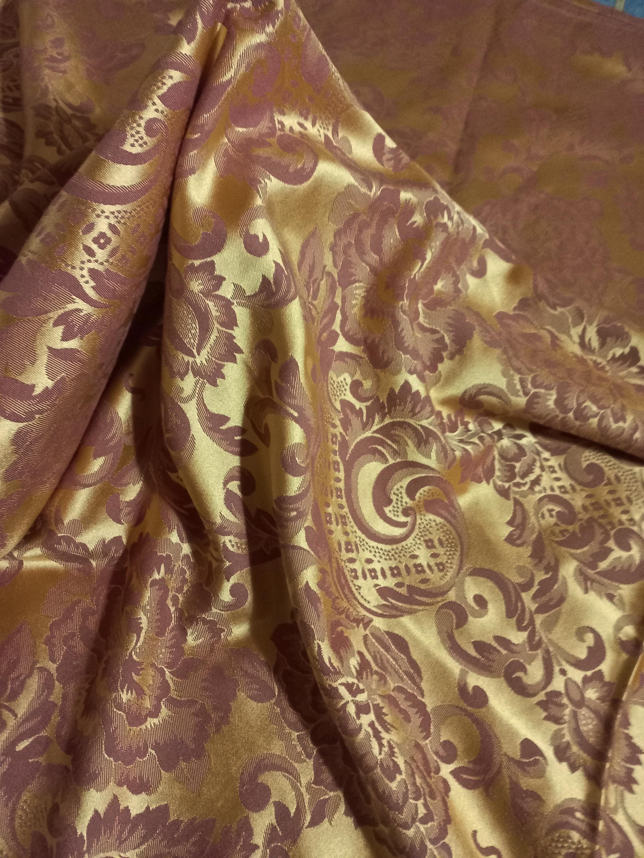 Large180x305cm Venetian Silk Fabric Antique Rose-gold Color Damask ...