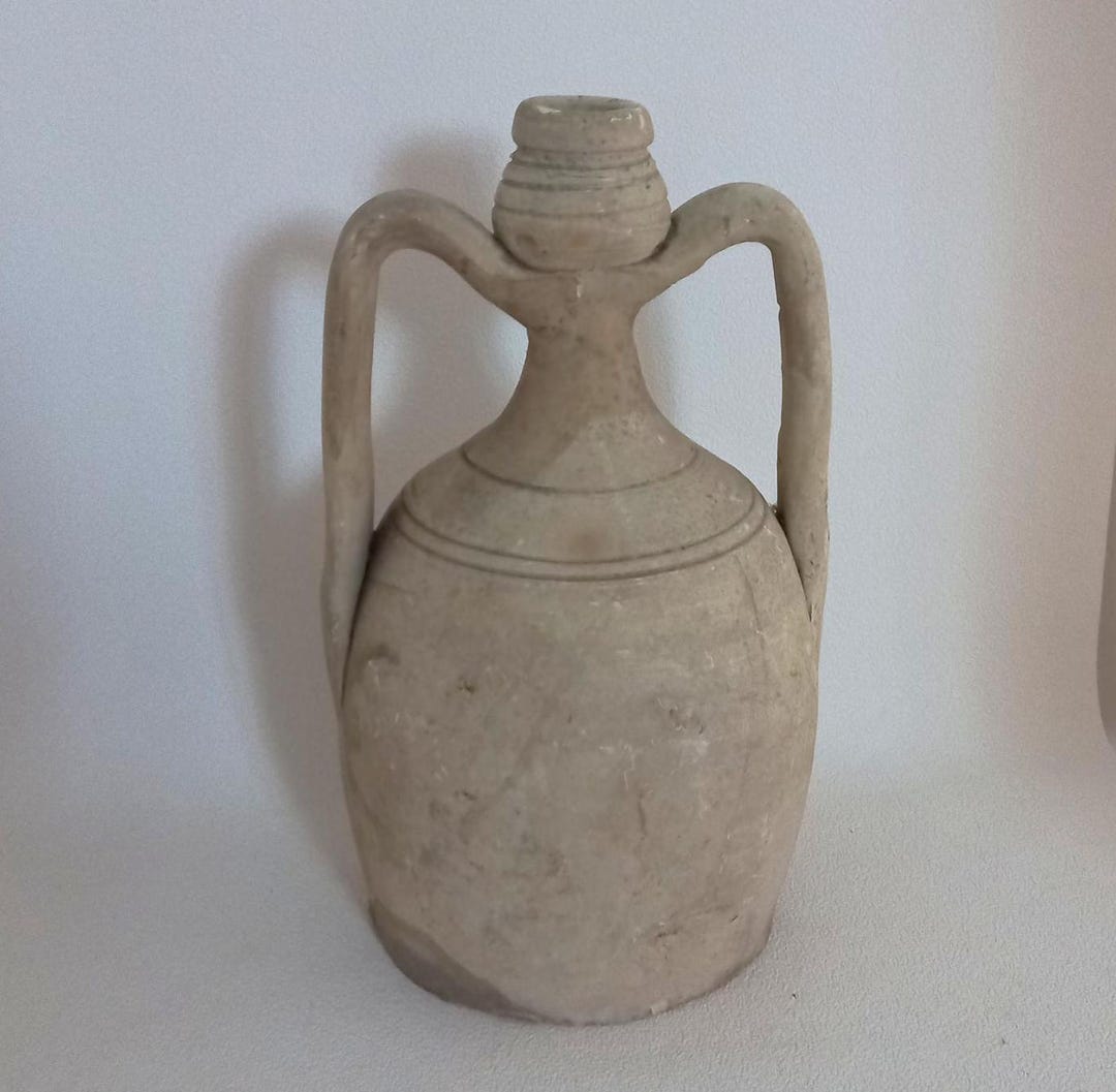 Rare Early 1900s Terracotta Vase With Two Handles Antique Wine or Water ...