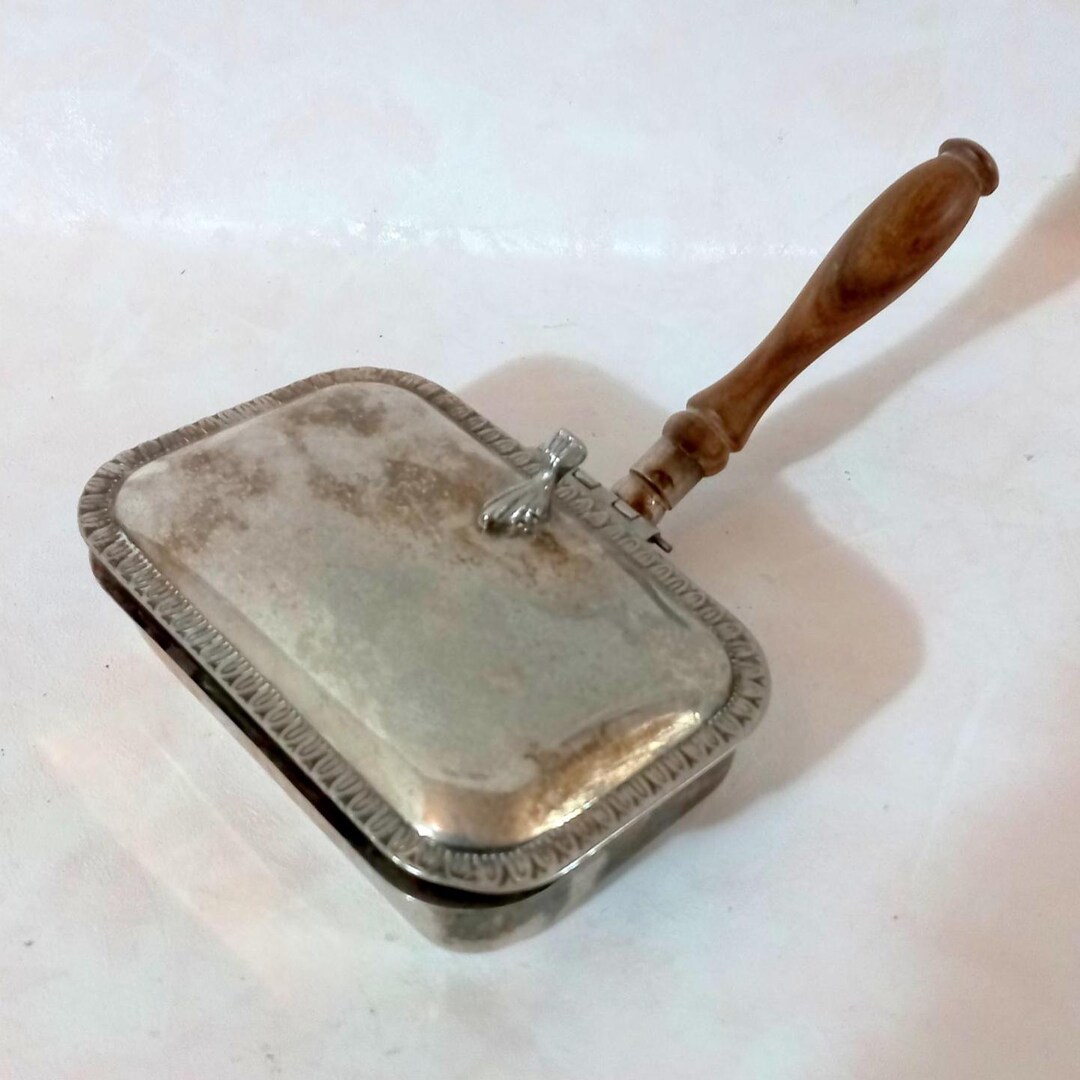 Early 1900s Ancient Silver Plated Box With Handle Crumb Catcher ...