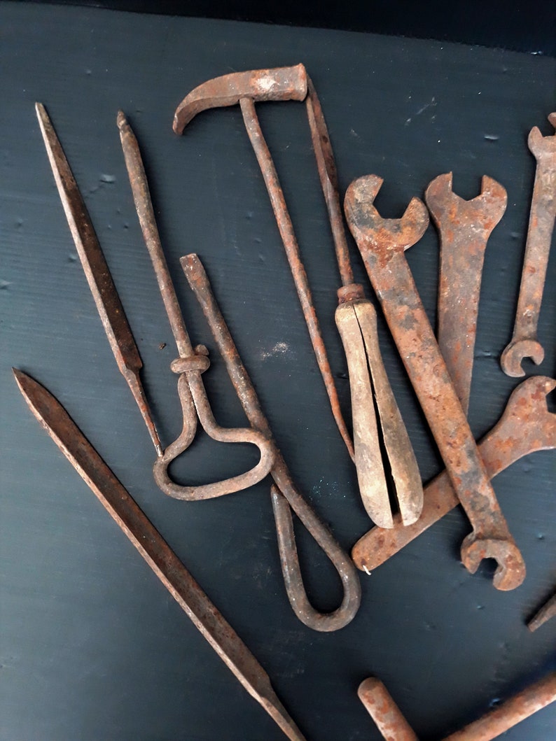 Rare Set 15 Pieces Antique Work Tools Very Rusty Pliers Keys Hammer ...