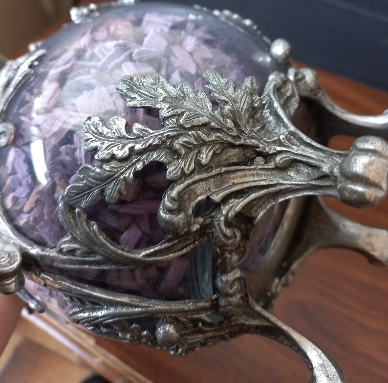 Rare Signed Old Blown Glass Jug With Pewter Structure Pitcher - Etsy