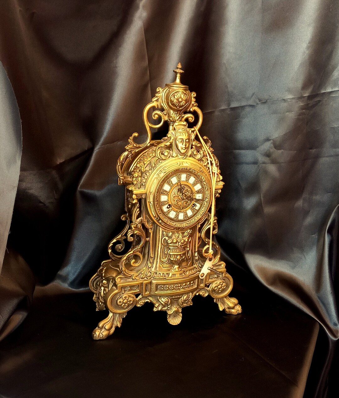 Antique Bronze Mantel Clock Louis XVI Style Mechanism German Numbered ...