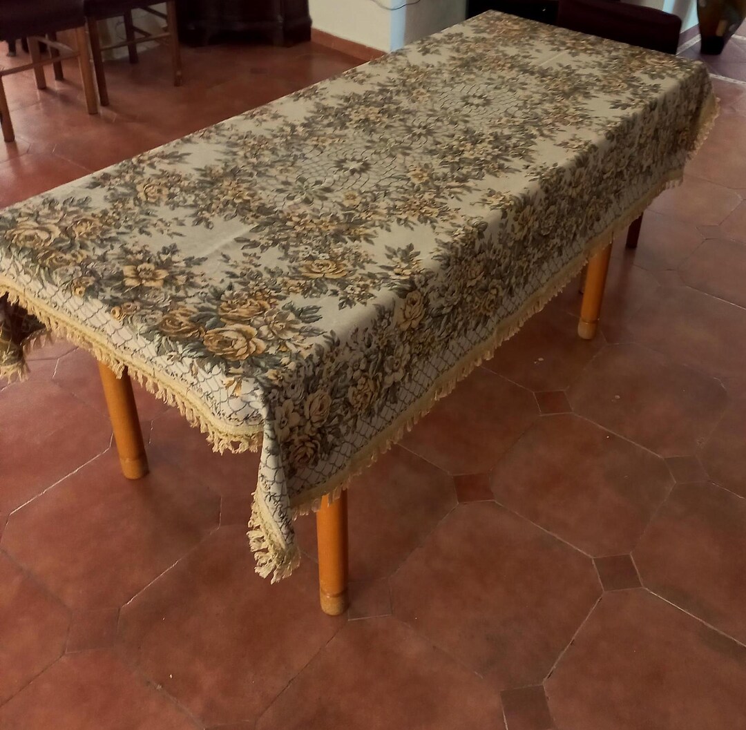 Old Tablecloth Antique Italian Brocade Vintage Tablecloth Vintage Table ...