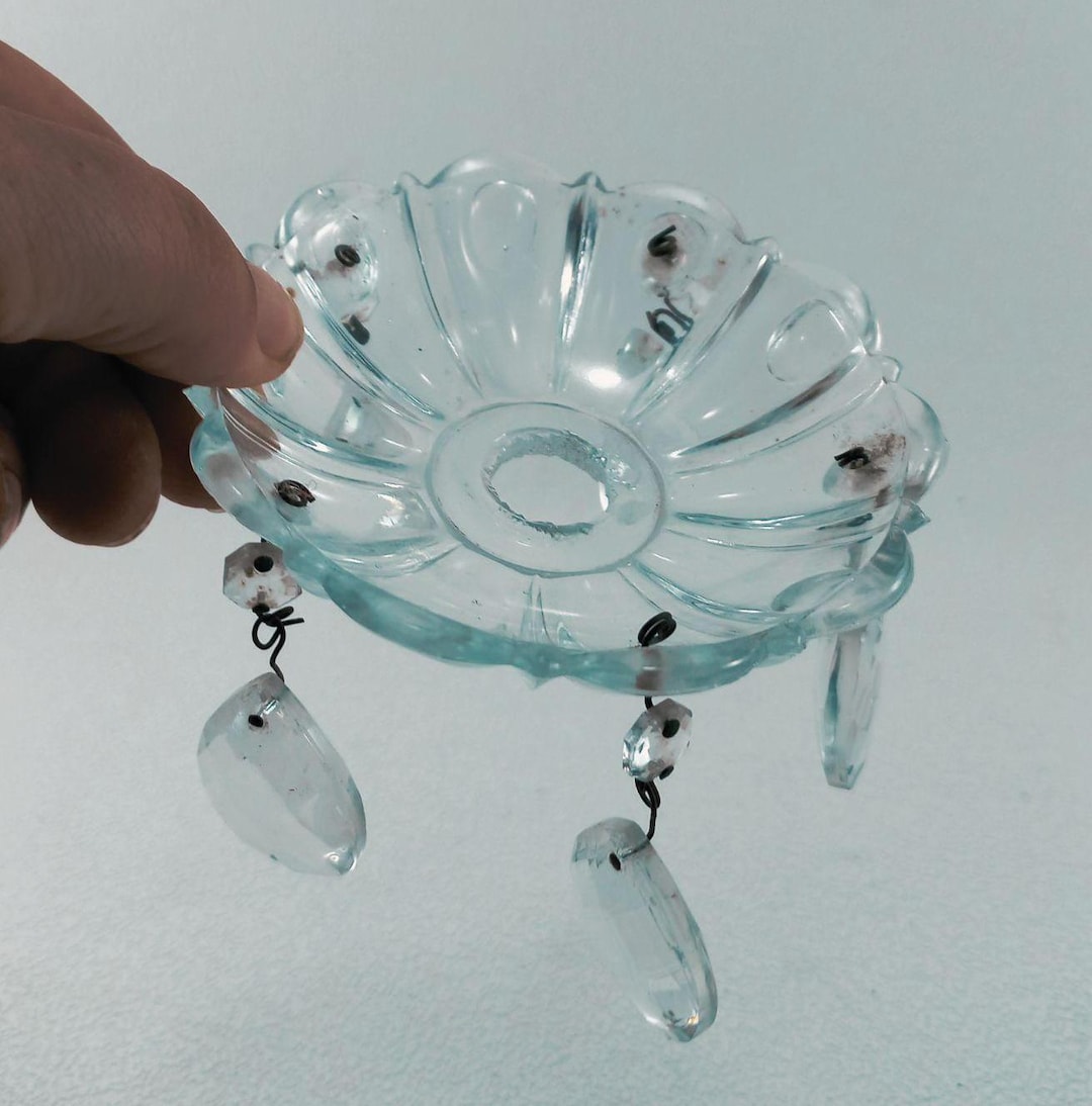 Vintage Italian 1950s Bobeche Glass Crystal Drop Chandelier Parts ...