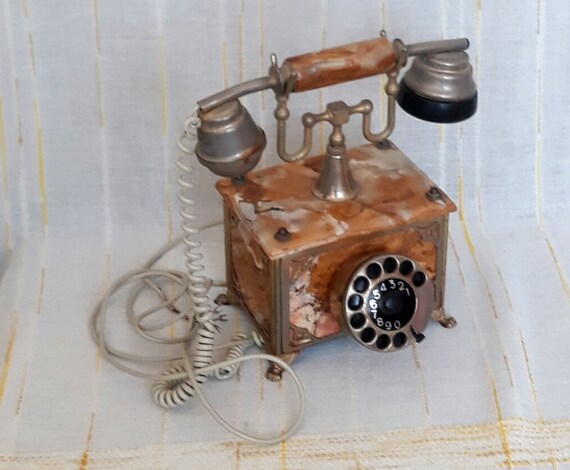 Rare Vintage Onyx Telephone Decorative Ornament Original | Etsy