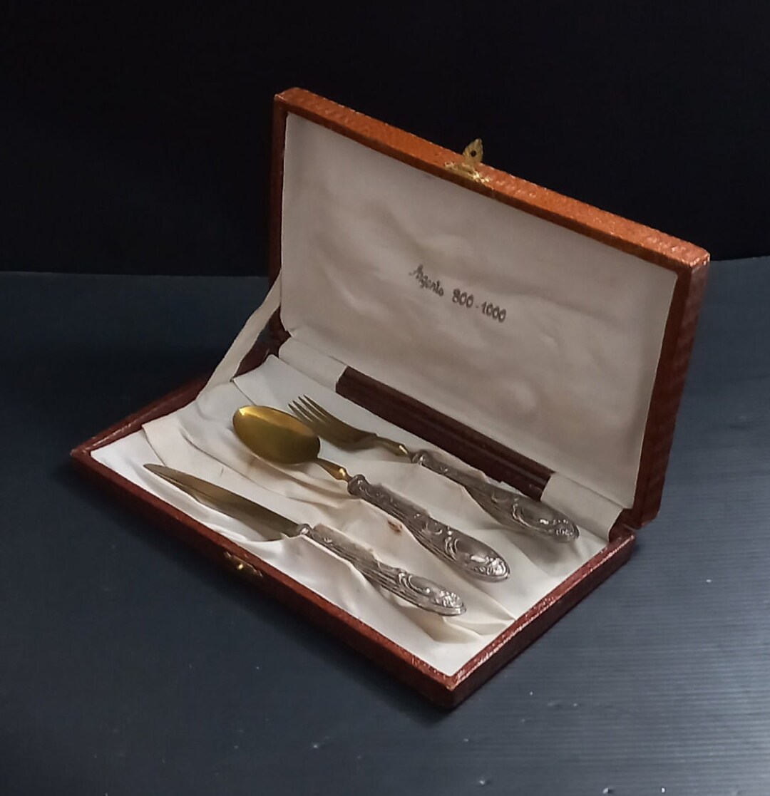 Vintage Italy Cutlery Set for Children Silver Spoon Fork Knife Cutlery ...