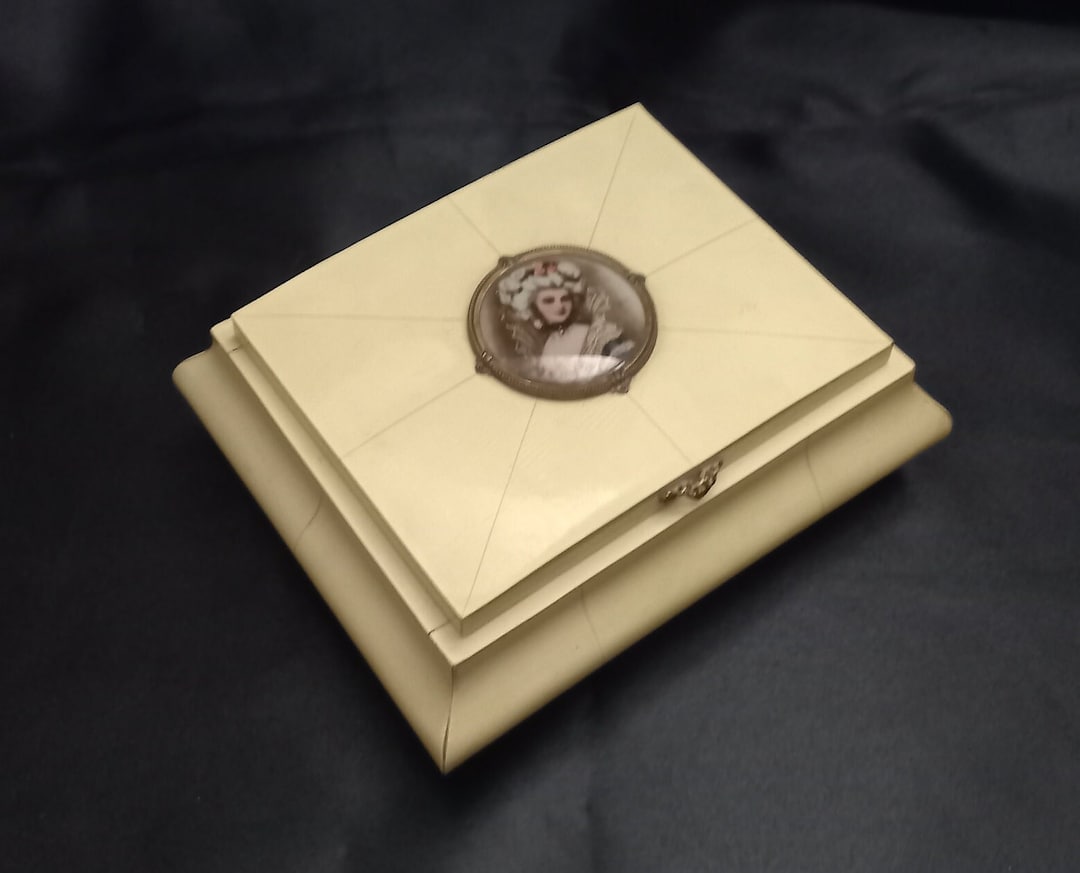 Rare Early 1900s Antique Jewel Box in Ivory (fake Ivory) With Red ...