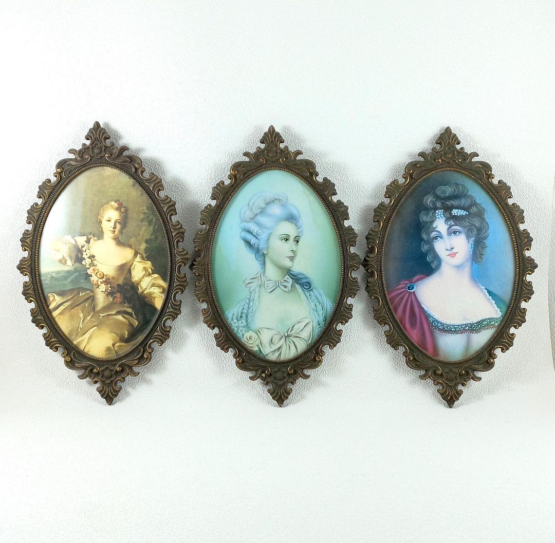 Vintage Italy Set of 3 Large Squares Oval Molds Gold Brass Frames ...