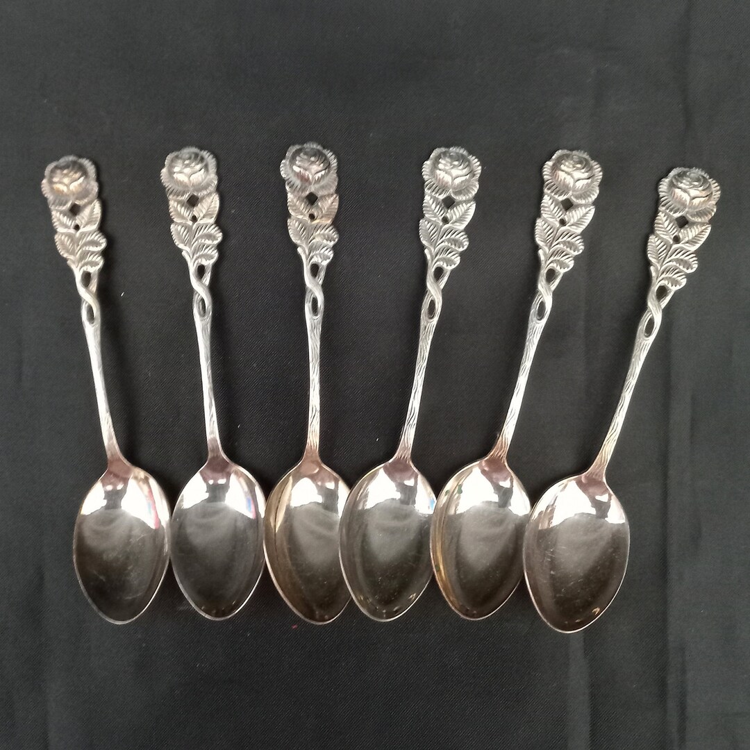Set of 6 Art Deco Teaspoons Metal Spoons Silver Plated Decorated With ...