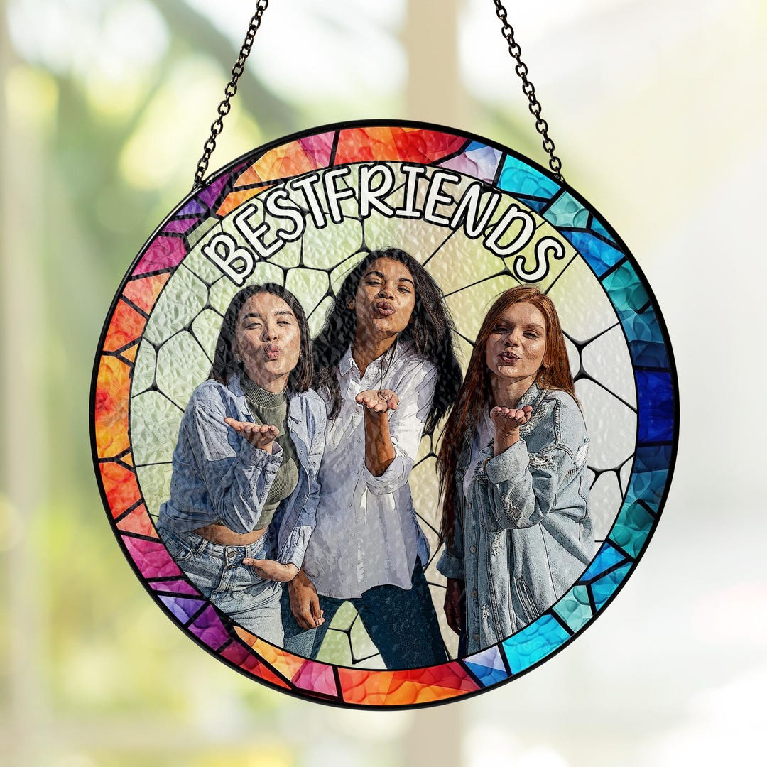 Custom Photo Portrait Glass Suncatcher, Bestie Portrait Gifts, Bestie ...