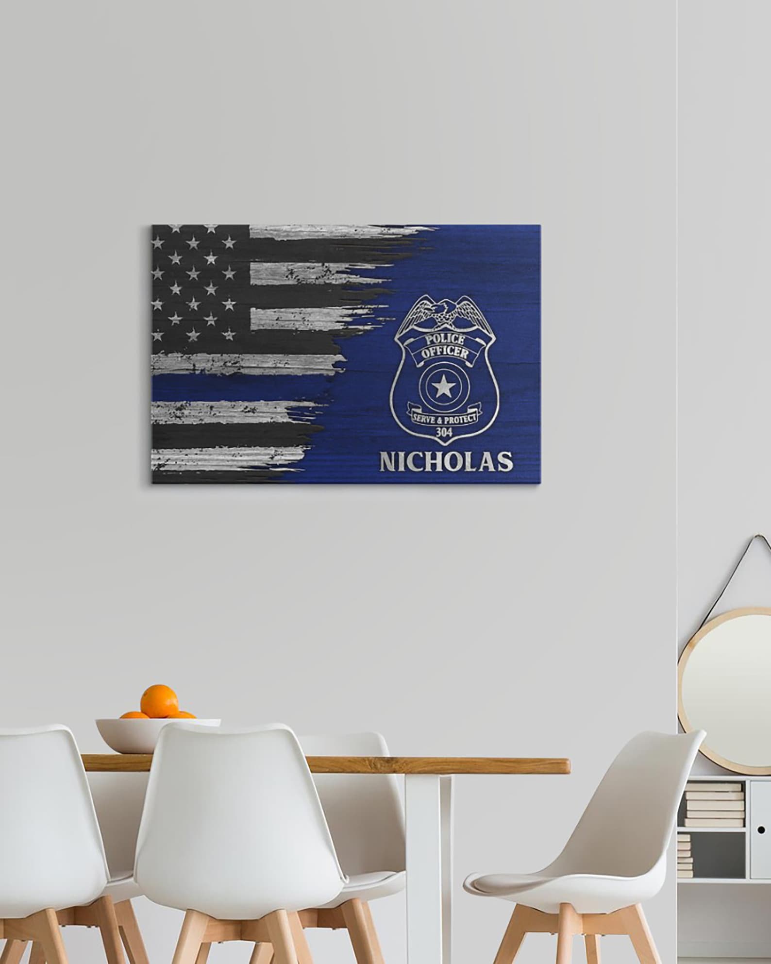 Custom Name Logo Number Badge Police Officer,personalized Thin Line ...