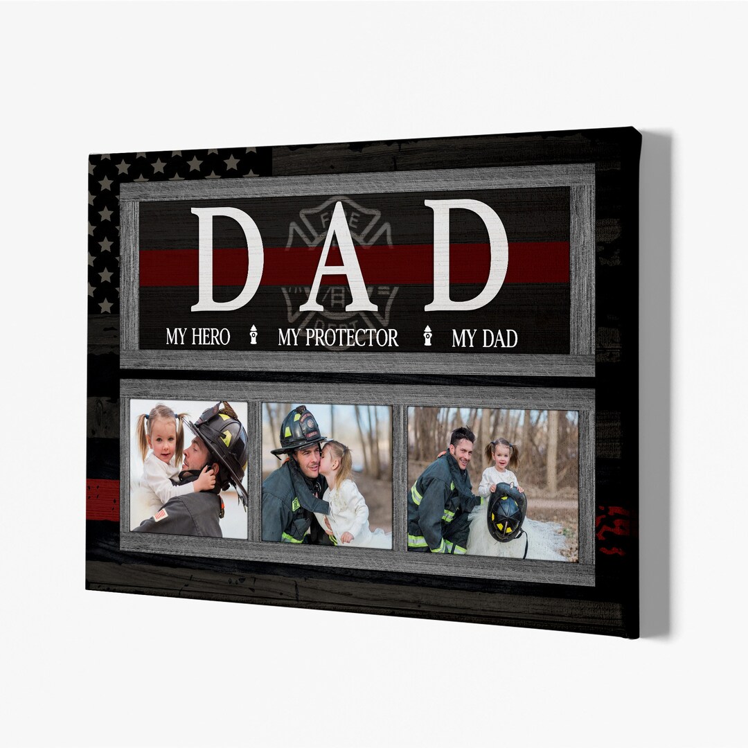 Personalized Gift Firefighter Poster for Dad, Custom My Hero My ...