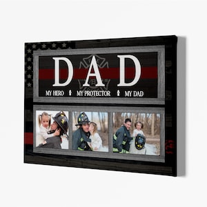 Personalized Gift Firefighter Poster for Dad, Custom My Hero My ...