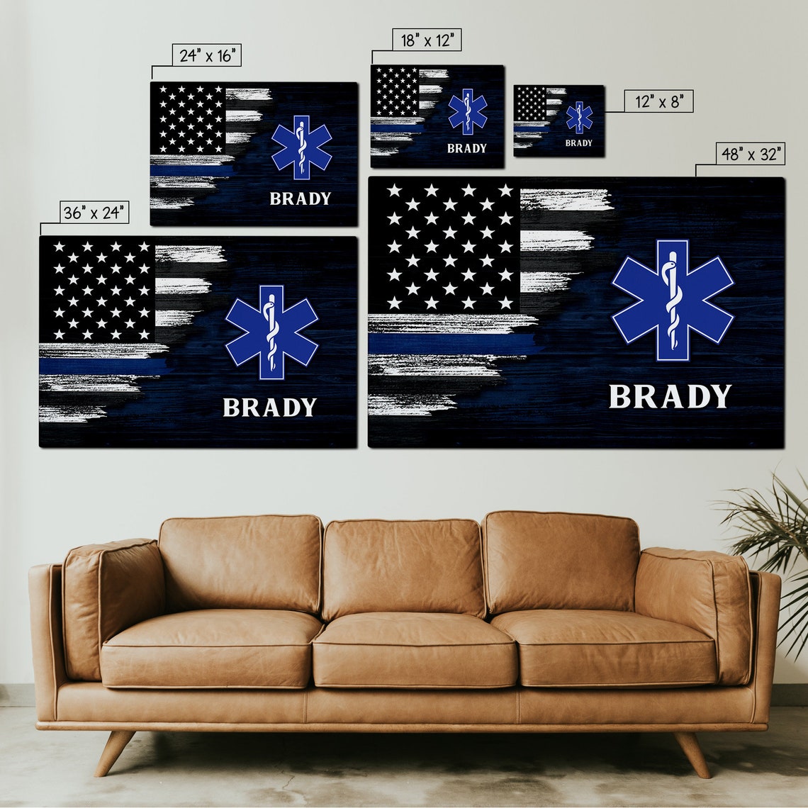 Personalized EMS EMT Paramedic Thin White Line Canvas Custom - Etsy