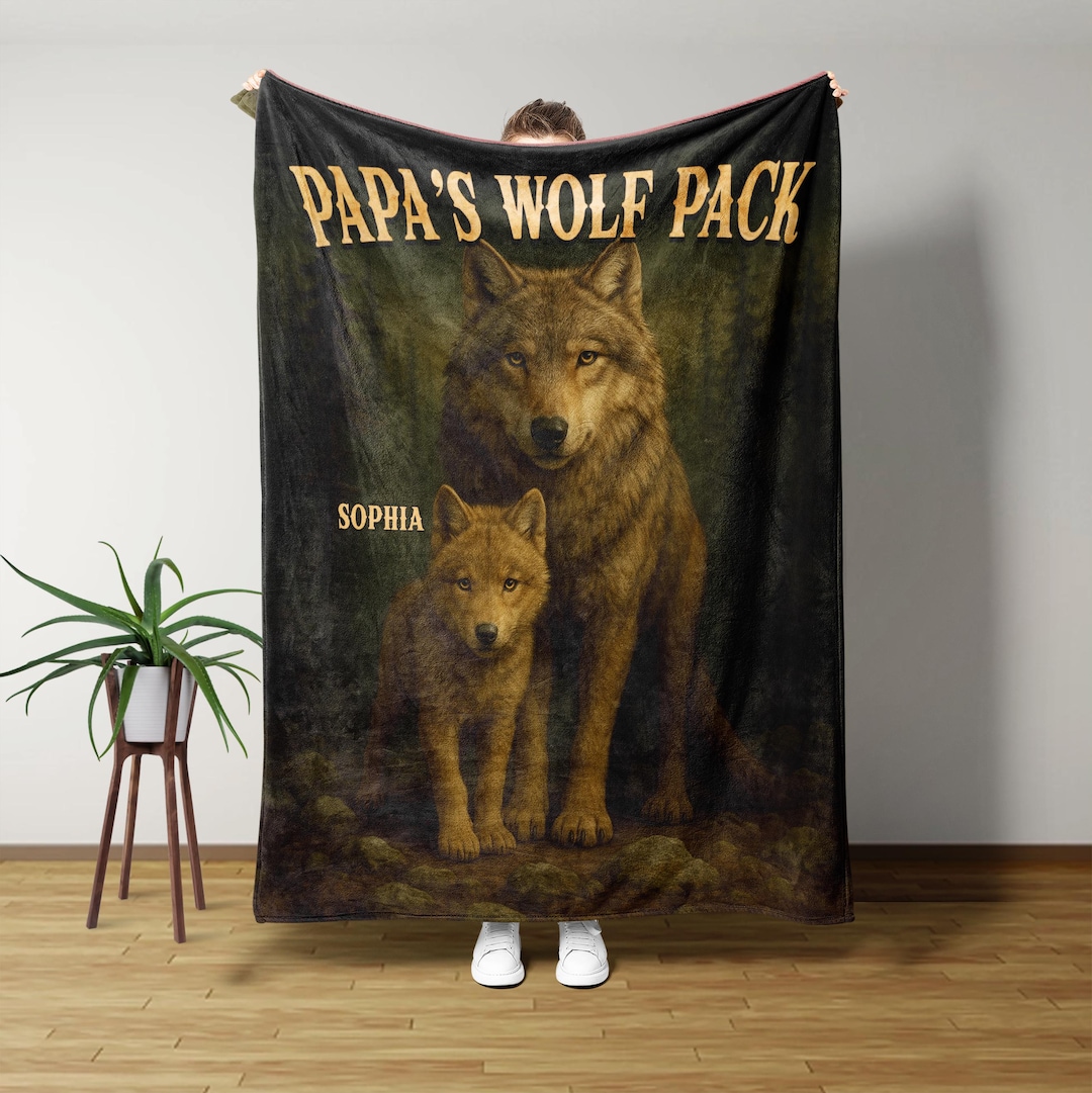 Fathers Day Gifts, Custom Papa Wolf Pack Blanket, Wolf Papa Gifts From ...